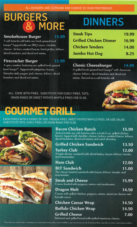 Menu | Yankee Lanes Manchester