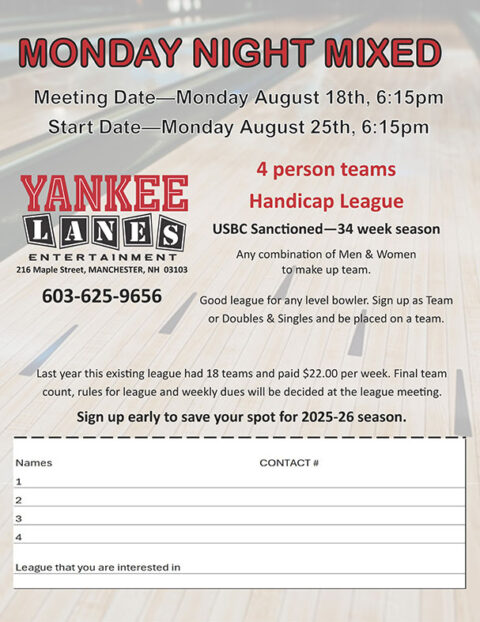 Monday Night Mixed Standings | Yankee Lanes Manchester